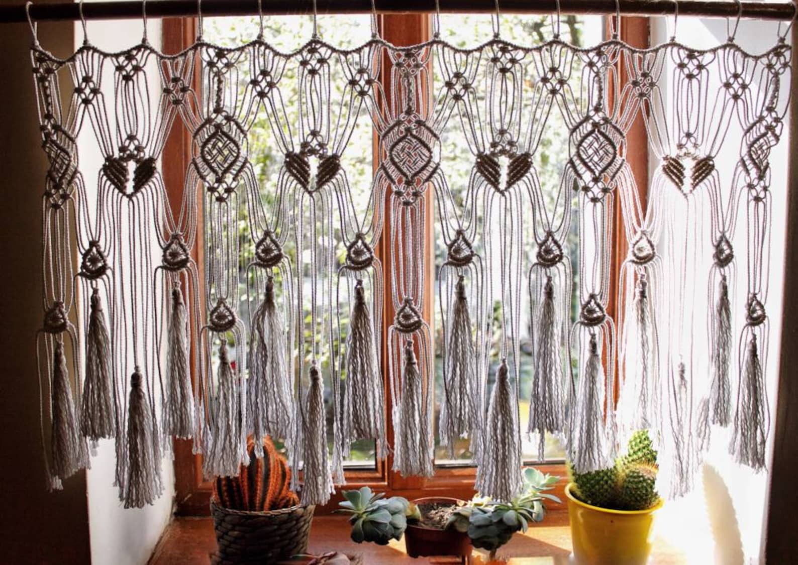 Macrame Window Curtaindecor Macrame Valancemacrame - Etsy