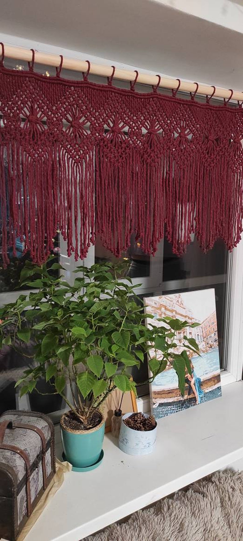 Window Macrame curtain Décor macrame curtain Doorway | Etsy