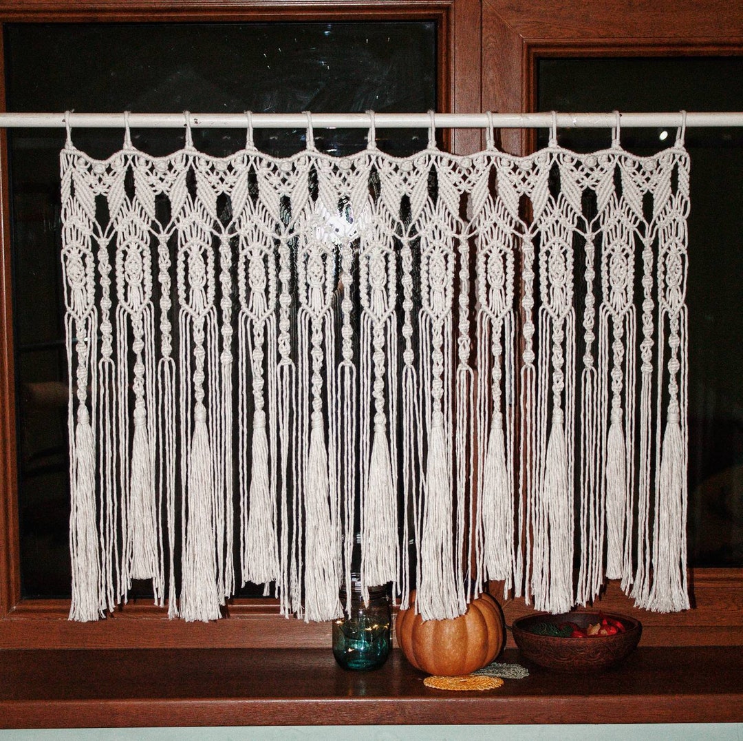 Macrame Curtain Decor Macrame Curtain Window Macrame - Etsy