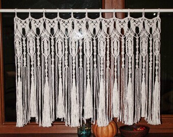 Decor Macrame Curtain Banner Macramemacrame Wall Art.window | Etsy