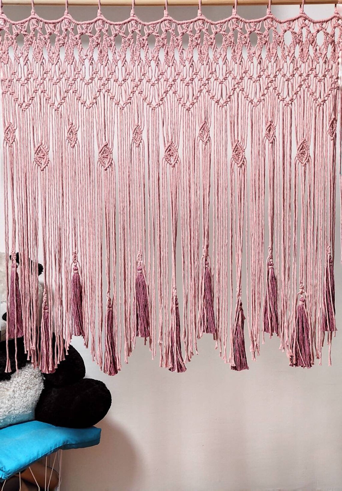 Decor Macrame Curtain Banner Macramemacrame Wall Art.window - Etsy