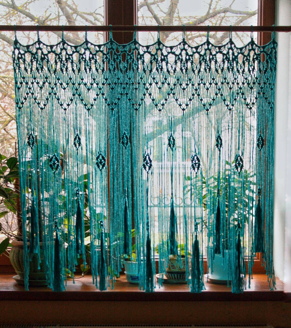 Decor Macrame Curtain Banner Macramemacrame Wall Art.window - Etsy ...