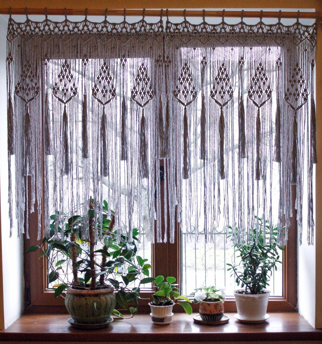 Decor Macrame Curtain, Window Macrame Curtain, Banner Macrame, Macrame ...