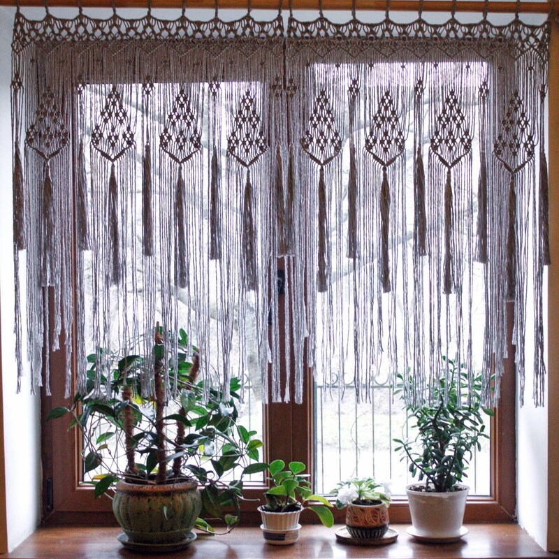 Macrame Kitchen Curtains - Etsy