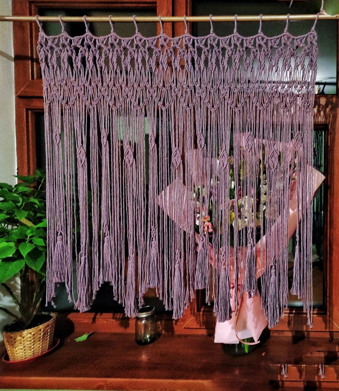 Decor Macrame Curtain Banner Macramemacrame Wall Art.window - Etsy ...