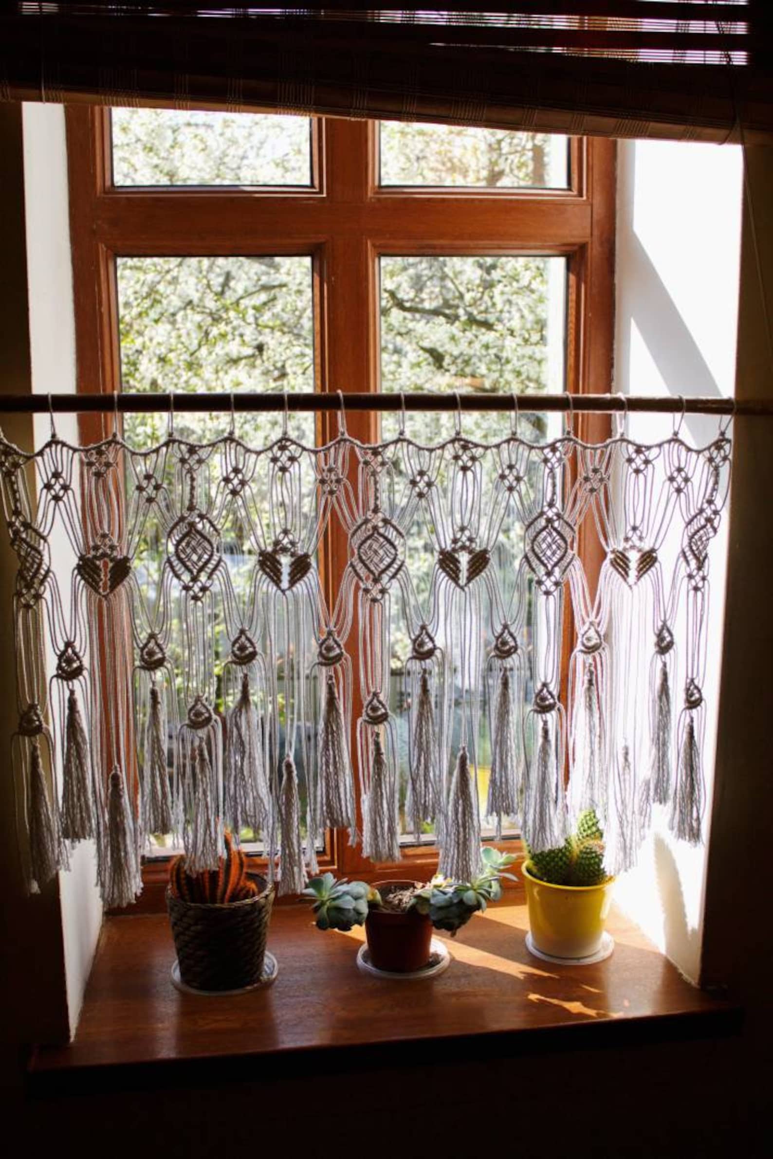 Macrame Window Curtaindecor Macrame Valancemacrame - Etsy