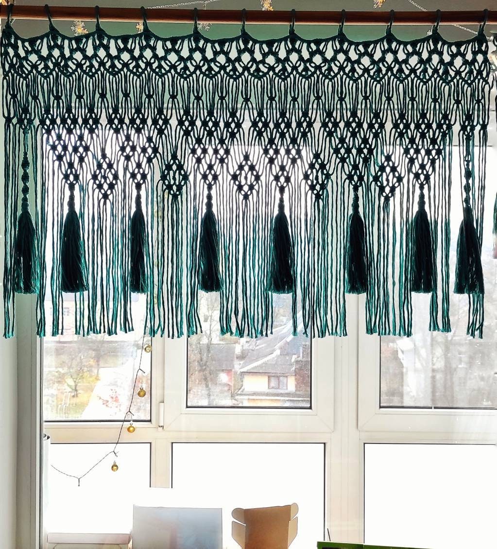 Macrame Curtain.window Macrame Curtain. Macrame Wall Art. | Etsy