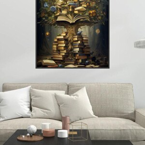 Fantasy Tree of Knowledge | Digital Art Print, Wall Art, AI Generated ...