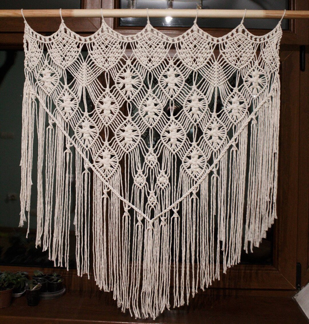 Decor Macrame Curtain, Banner Macrame,macrame Wall Art.window Curtain ...