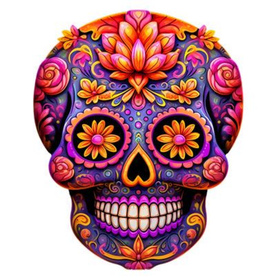 Colorful Sugar Skull Clipart, Transparent PNG, T-shirt Design ...