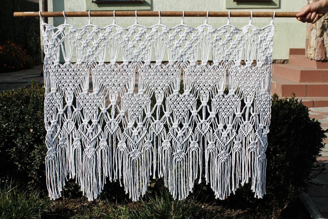 Macrame Curtain.window Curtain.macrame Wall Art. Macrame Wall | Etsy