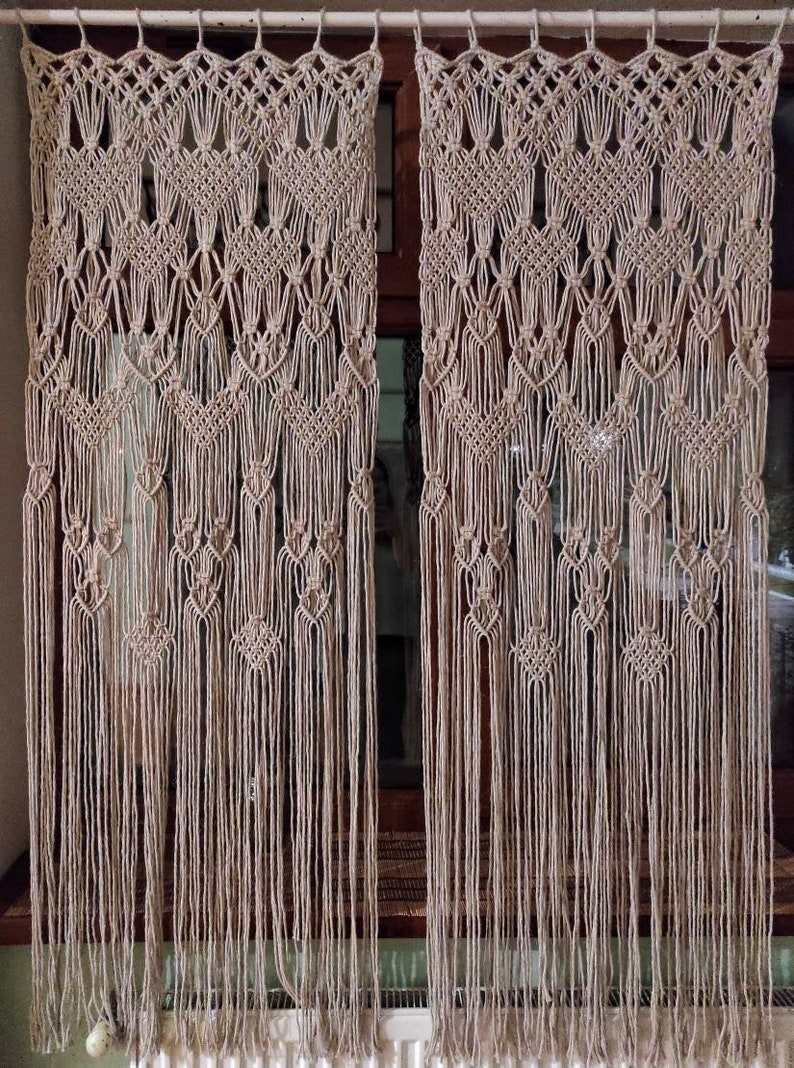 Decor Macrame Curtain Macrame Panel Banner Macramemacrame | Etsy