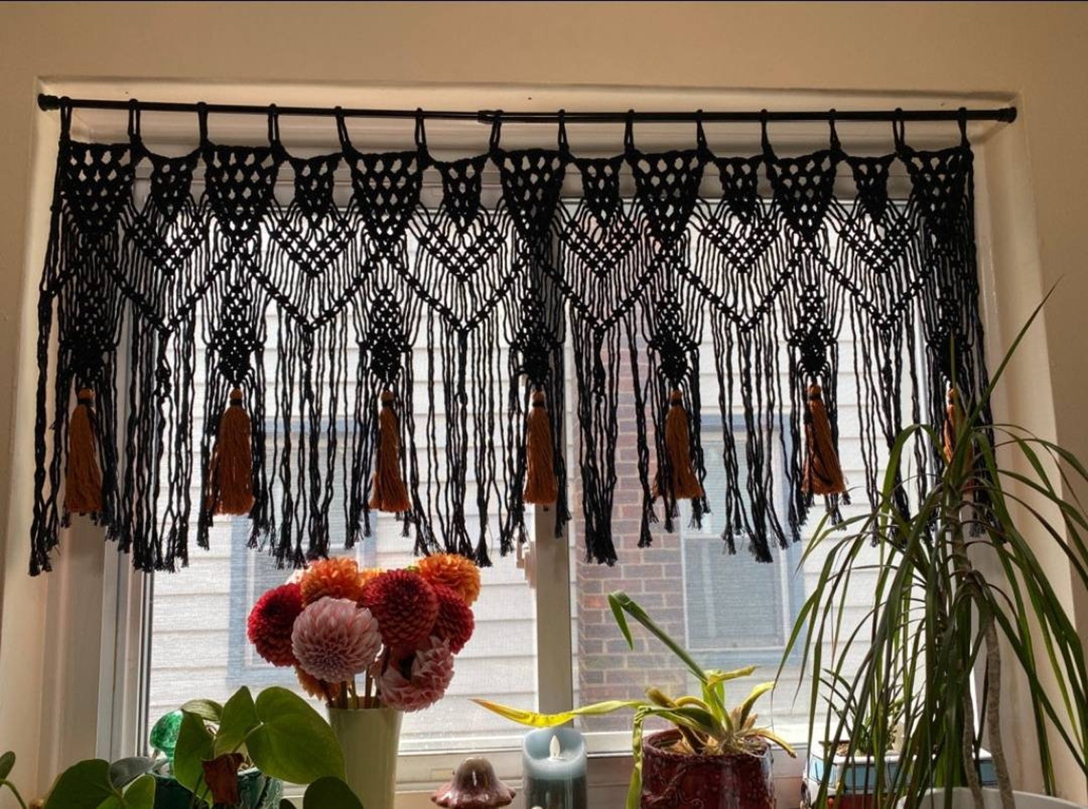 Window Macrame Curtain Décor Macrame Curtain Doorway Macrame - Etsy