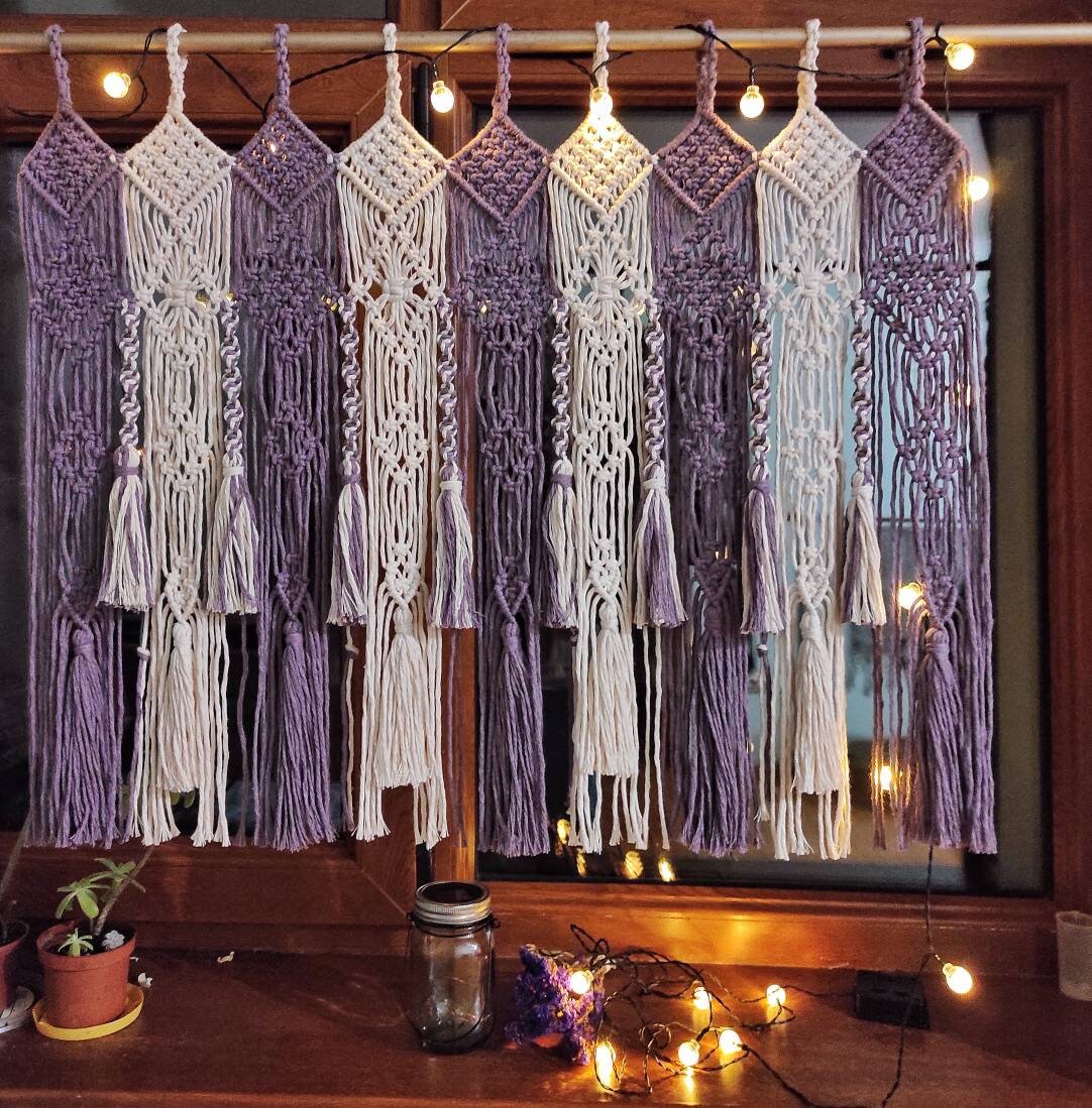 Decor Macrame Curtain Window Macrame Valance. Lavanda | Etsy