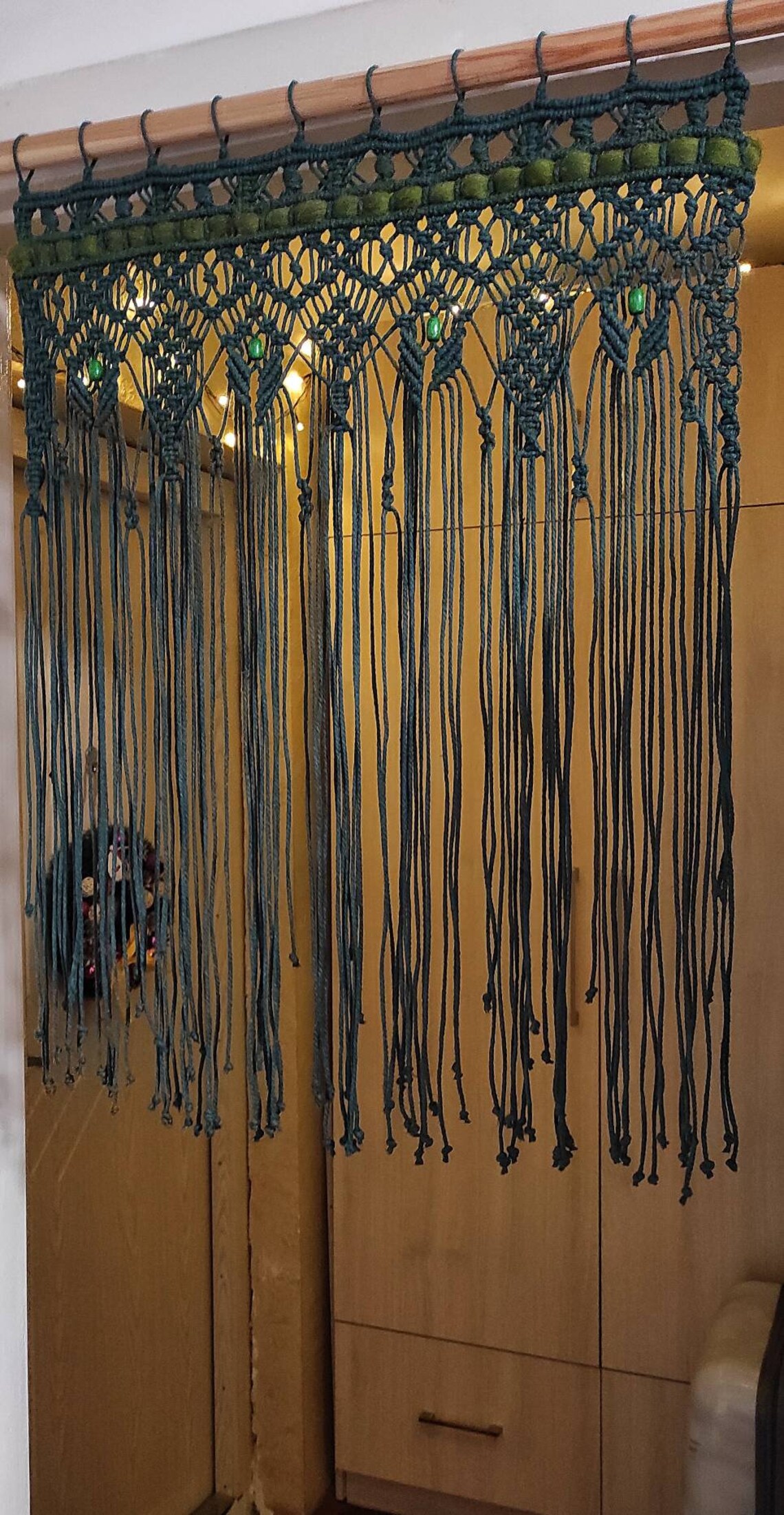 Decor Macrame Curtain Macrame Panel Dark Green Curtain - Etsy