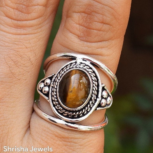 Tiger Eye Ring 925 Sterling Silver Tiger Eye Oval Ring - Etsy