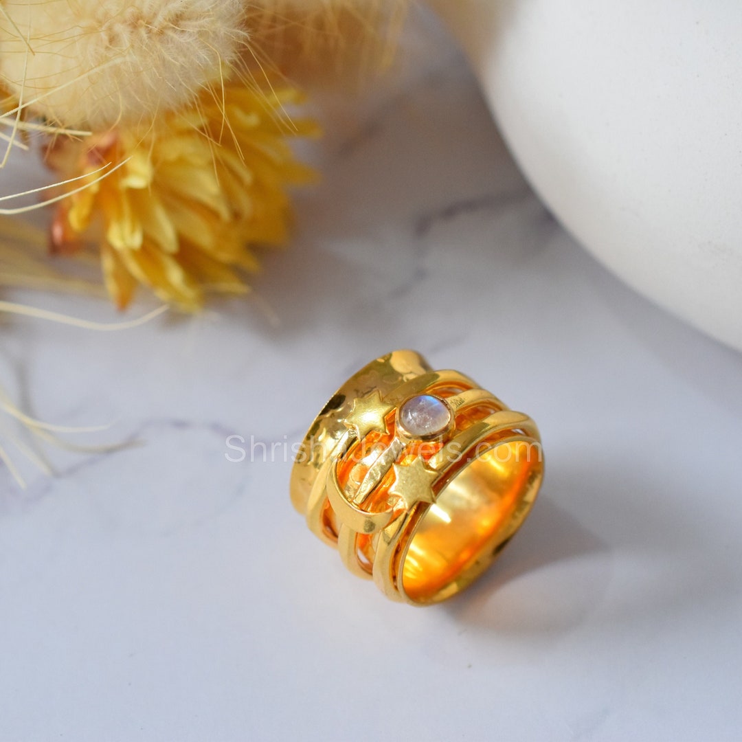 Gold Fidget Ring/ Anxiety Ring/ Meditation Ring/ Widget Ring/ Silver ...