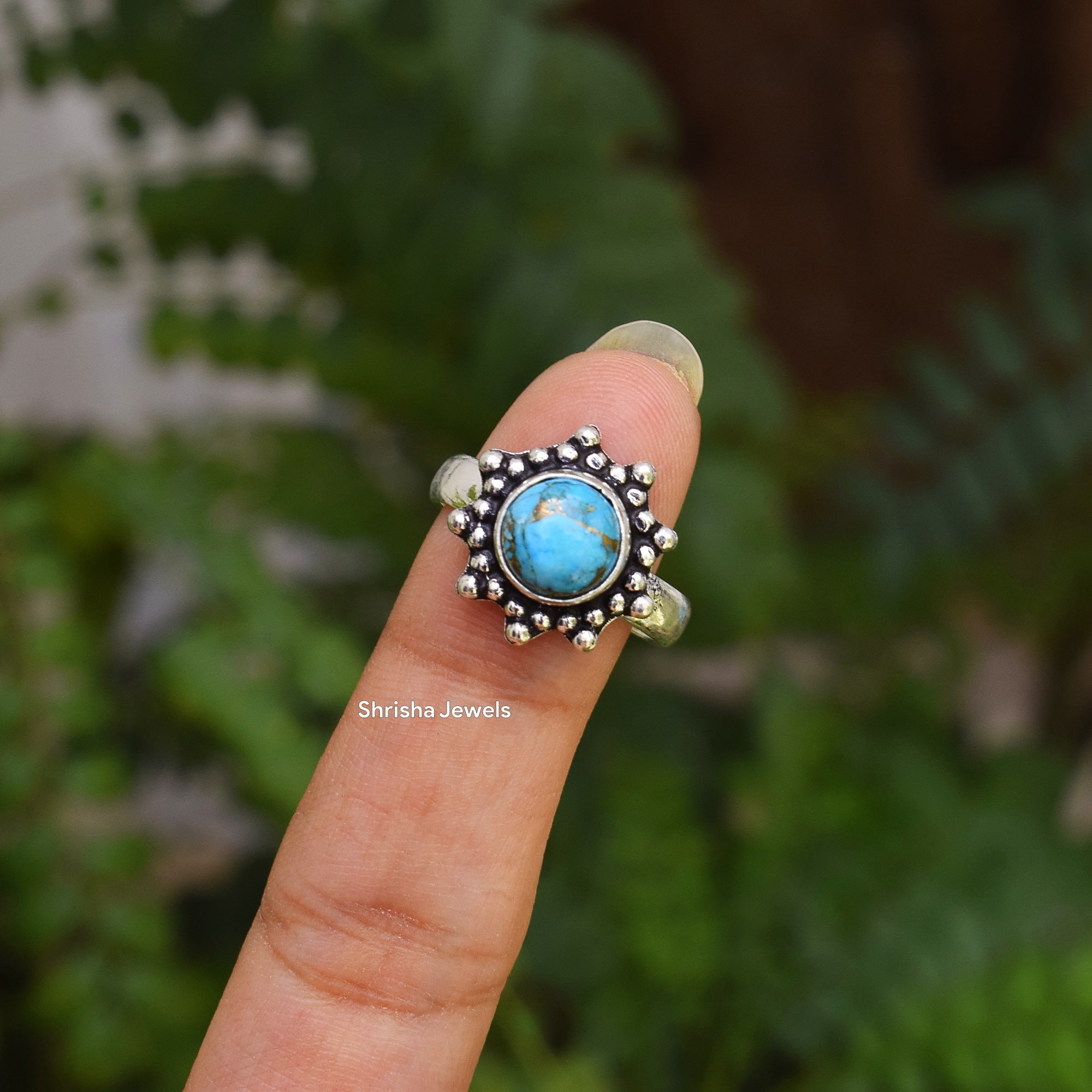 Blauer Kupfer Türkis Ring 925 Sterling Silber Blau Kupfer | Etsy