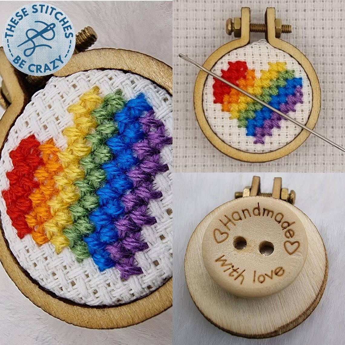 Make Your Own Rainbow Heart Needle Minder Kit by These Stitches Be ...