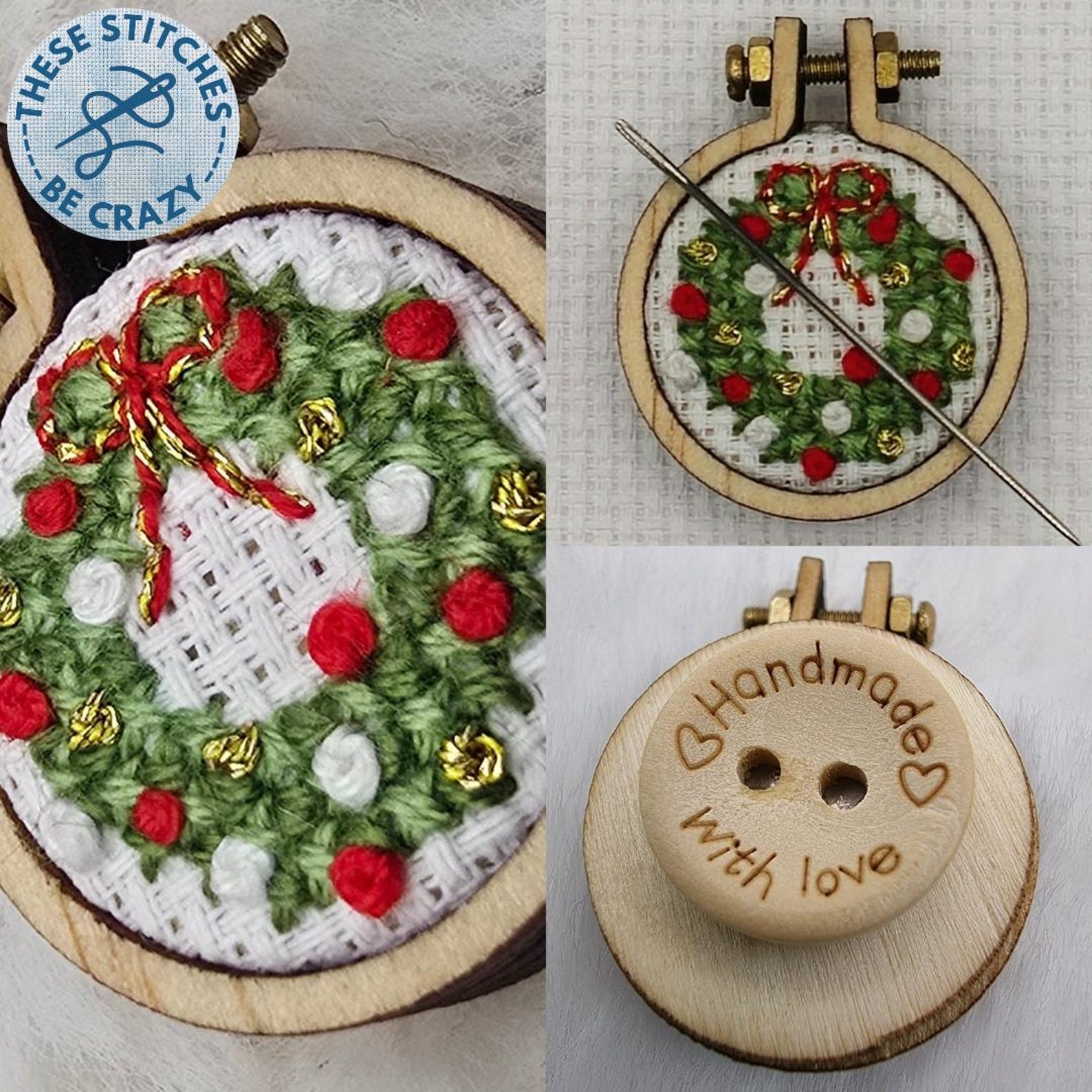 Make Your Own Christmas Wreath Needle Minder Kit by These Stitches Be ...