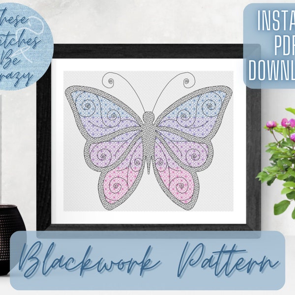 Butterfly Blackwork Pattern - Etsy