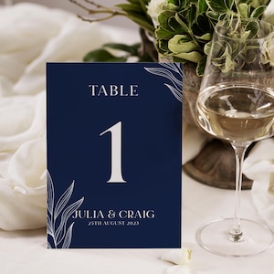 Navy Wedding Table Number Cards, Navy Floral Table Number Cards - Etsy UK