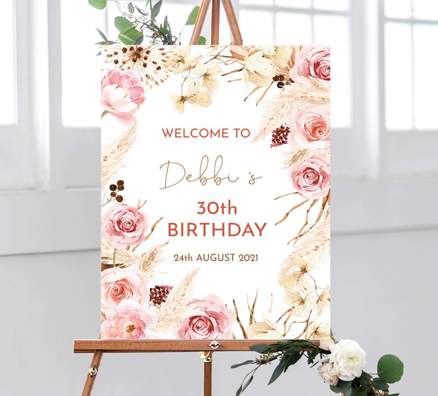 Boho Birthday Party Decorations Birthday Sign Printable | Etsy