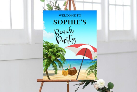 Beach Party Birthday Sign Beach Party Decorations Birthday - Etsy UK