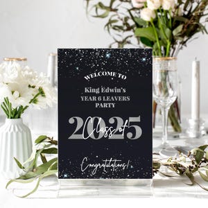 School Leavers Selfie Frame and Party Sign, Black and Silver Last Day ...