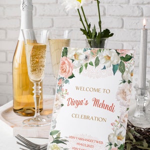 Mehndi or Nikah Sign and Photobooth Frame, Floral Mehndi Night ...