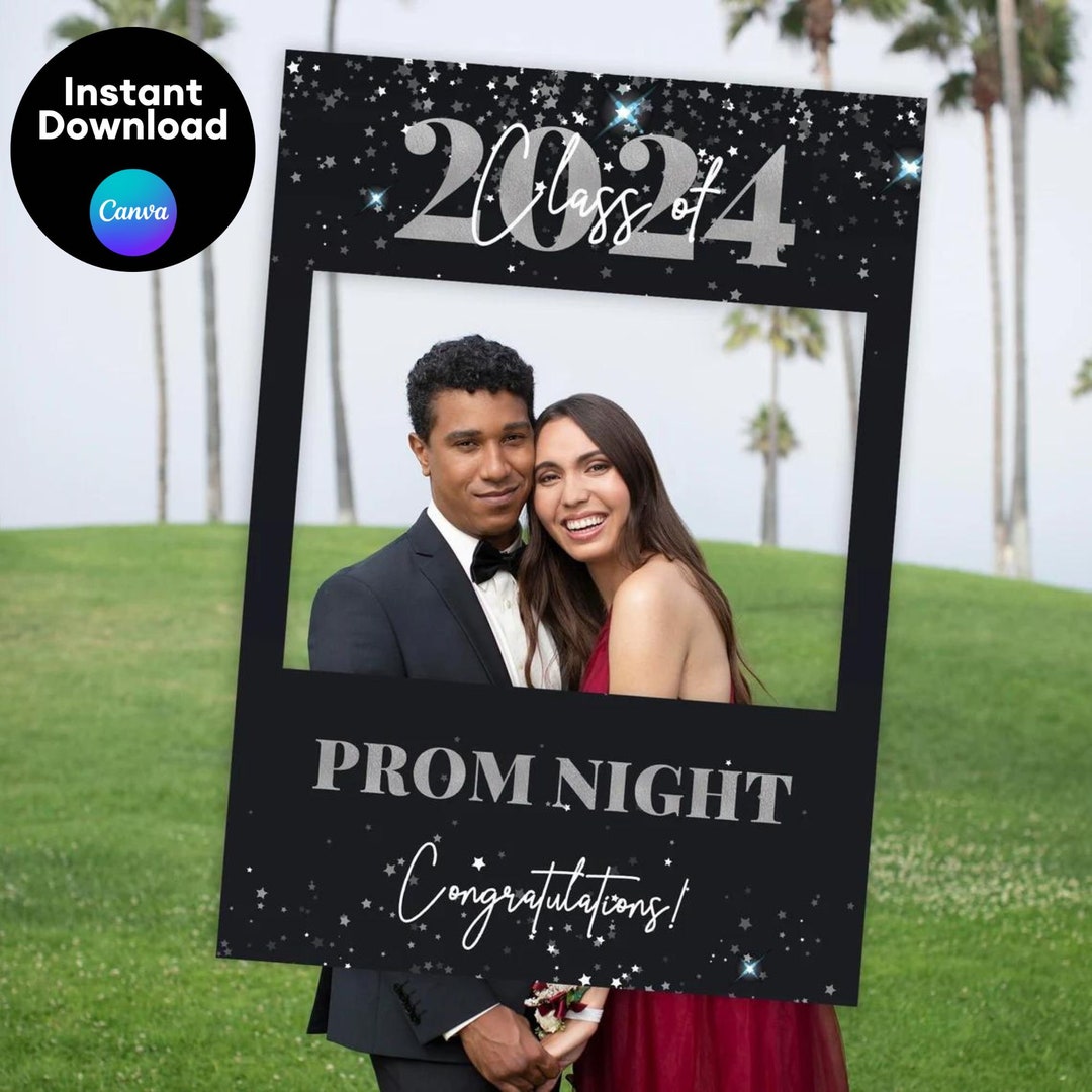 Prom Party Black Silver Selfie Frame & Party Sign, Prom Night ...