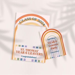Rainbow School Leavers Selfie Frame & Party Sign, Last Day of Primary ...
