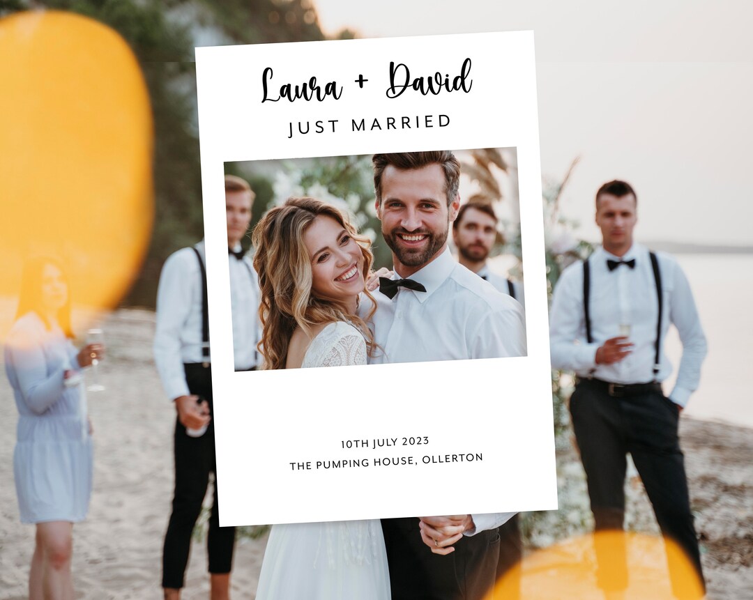 White Wedding Selfie Frame, Matching Welcome to Our Wedding Sign ...