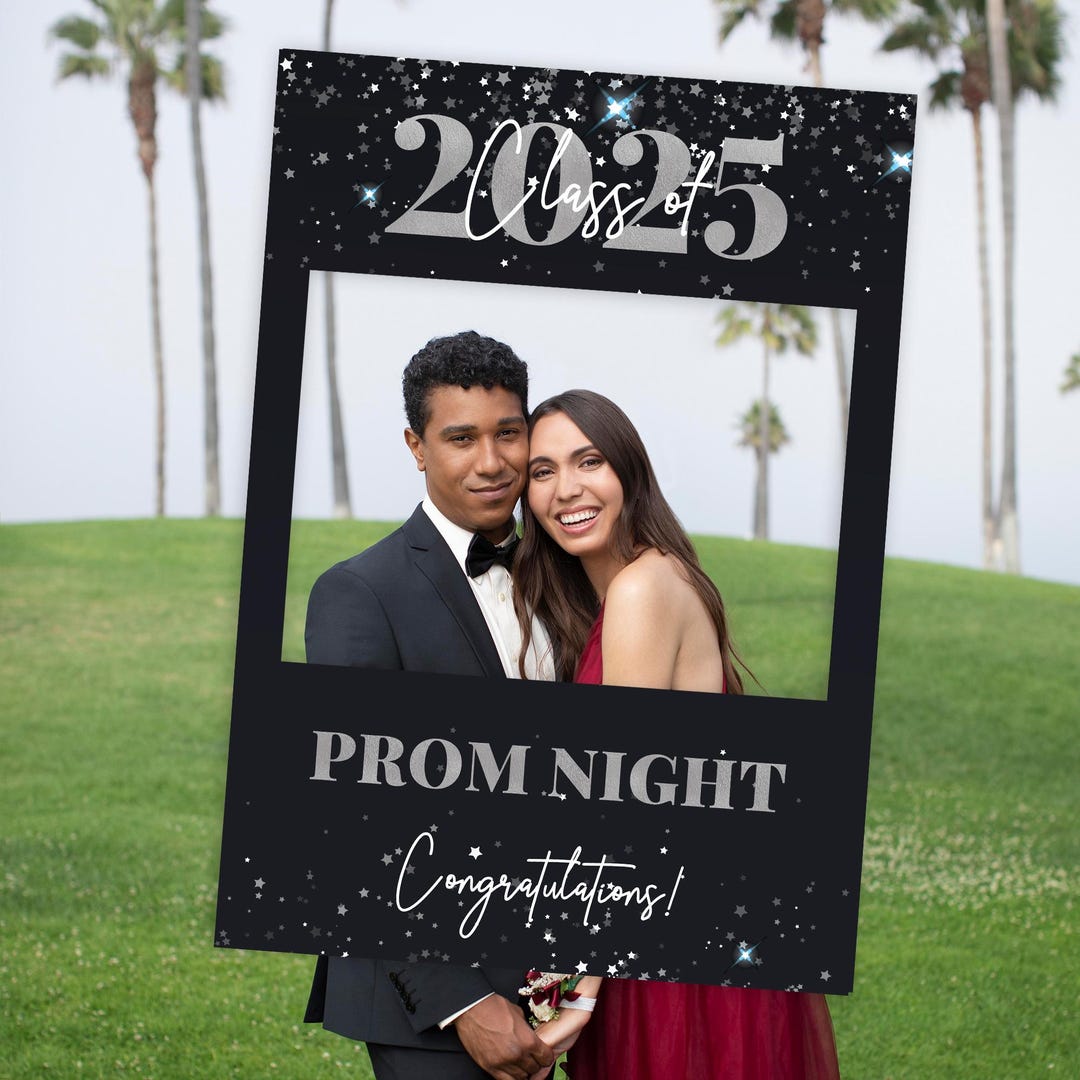 Prom Party Black Silver Selfie Frame & Party Sign, Prom Night ...
