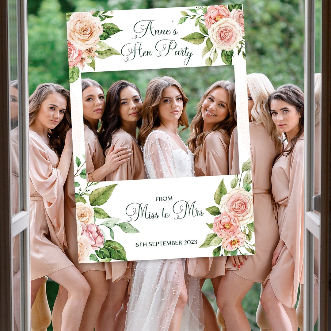 Peach Floral Hen Party Selfie Frame and Party Sign Hen Party - Etsy