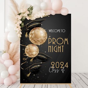 Black and Gold Prom Party Sign Welcome to Graduation Prom Night Party ...