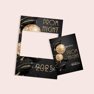 Black and Gold Prom Selfie Frame & Party Sign, Prom Night Photobooth ...