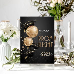 Black and Gold Prom Selfie Frame & Party Sign, Prom Night Photobooth ...