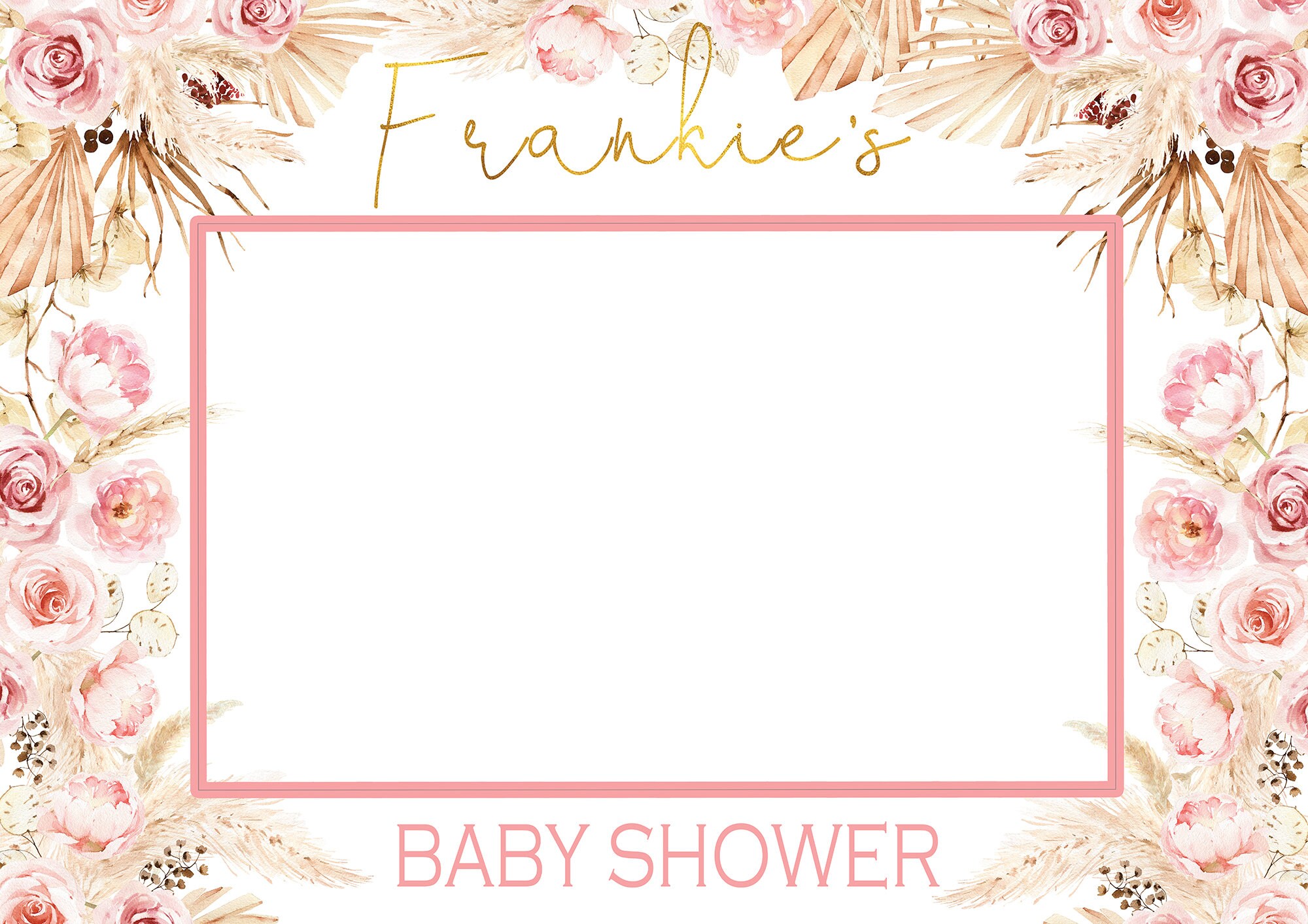 Boho Baby Shower Selfie Frame, Baby Shower Photo Booth, Blush Selfie ...