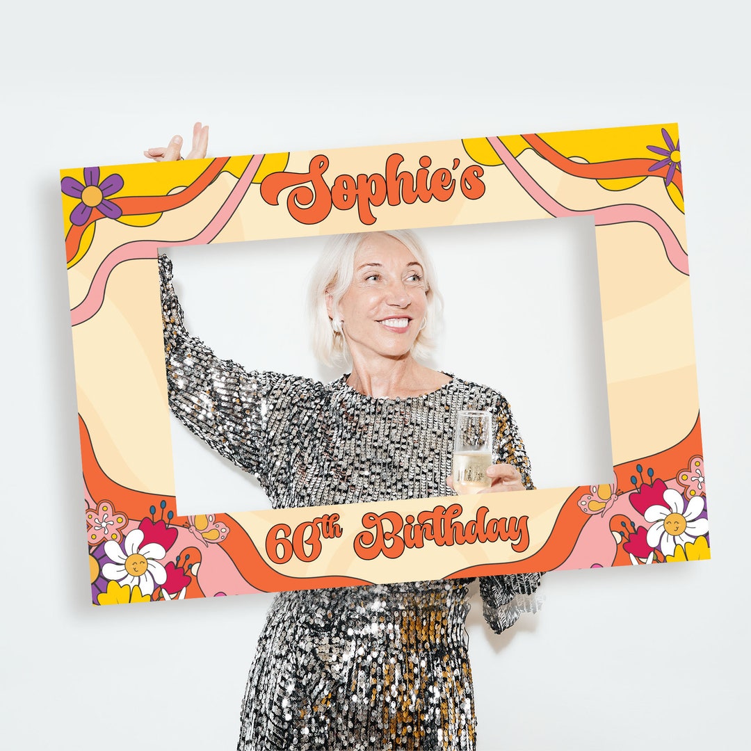 Retro Birthday Party Photobooth Frame and Matching Party Sign, Editable ...