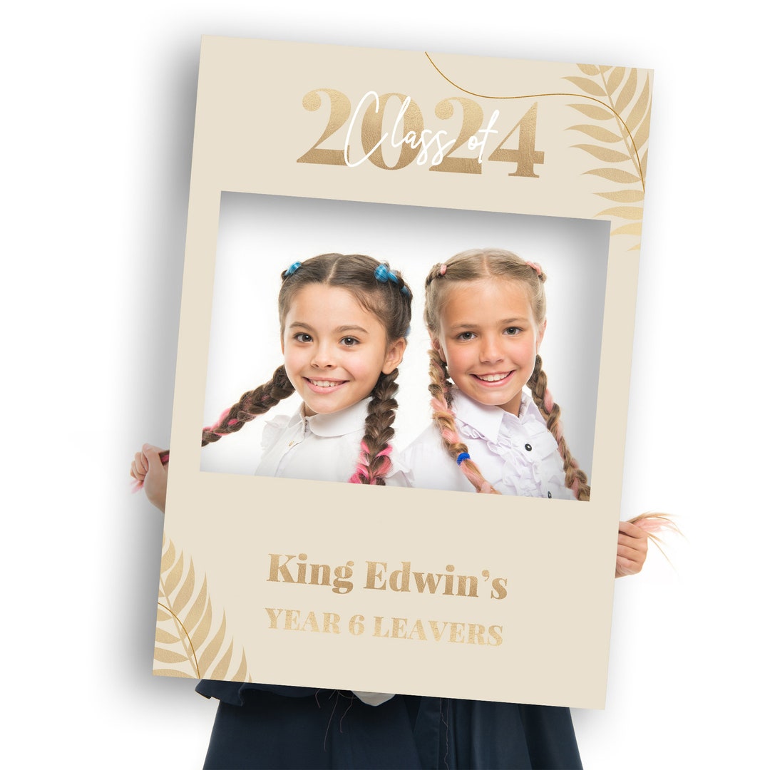 Gold School Leavers Selfie Frame and Party Sign, Last Day of Primary ...