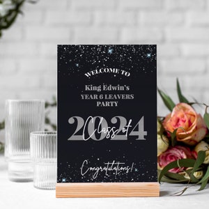 School Leavers Selfie Frame and Party Sign, Black and Silver Last Day ...