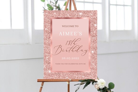 18th Birthday Party Welcome Sign Rose Gold Birthday Sign - Etsy UK