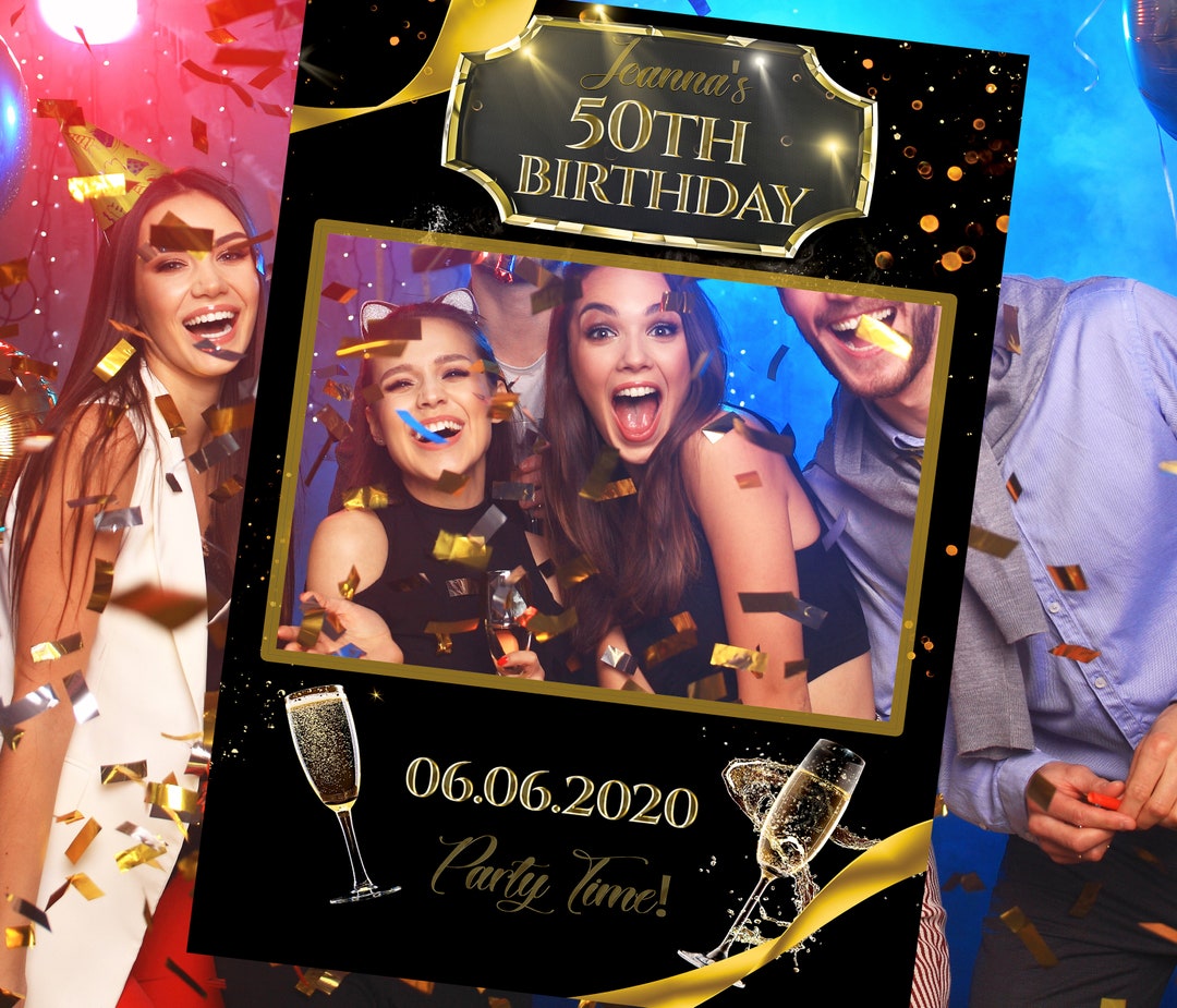 50th Photo Booth Frame, Printed or Digital Selfie Frame, Birthday ...