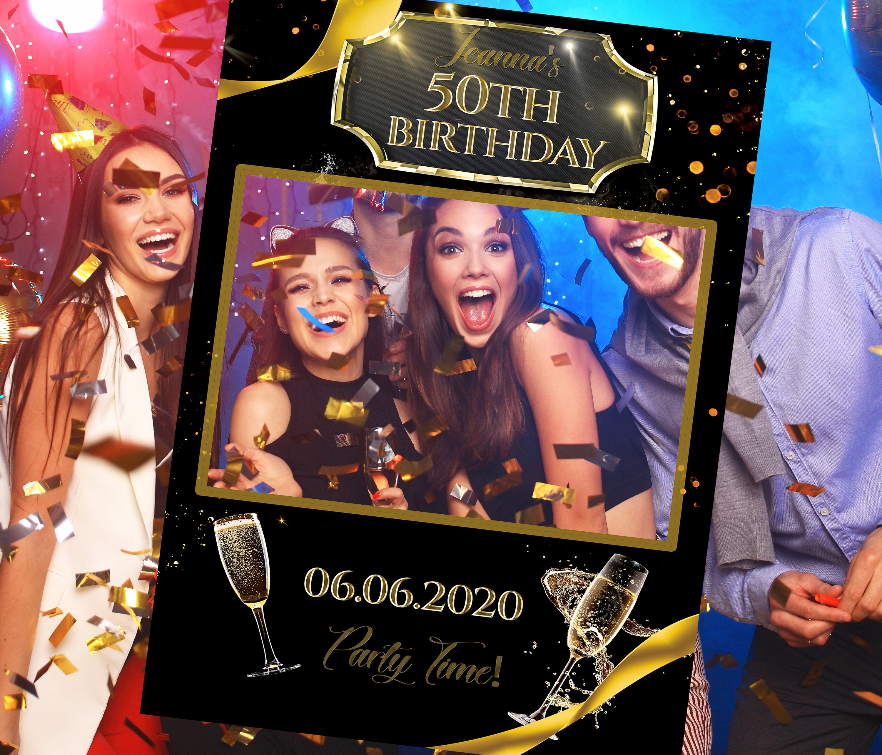 50th Photo Booth Frame, Printed or Digital Selfie Frame, Birthday ...