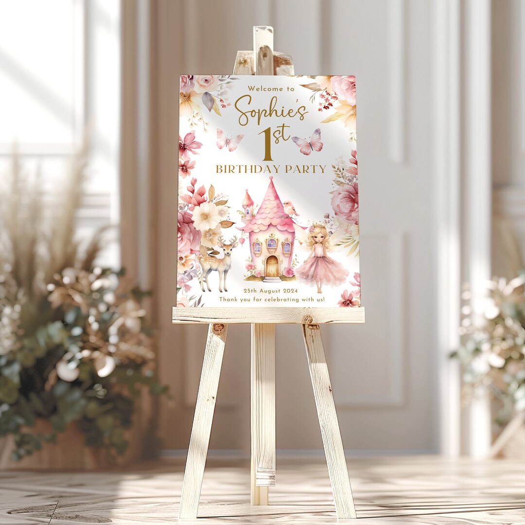 Fairy First Birthday Party Sign, Girl's 1st Birthday Welcome Sign ...