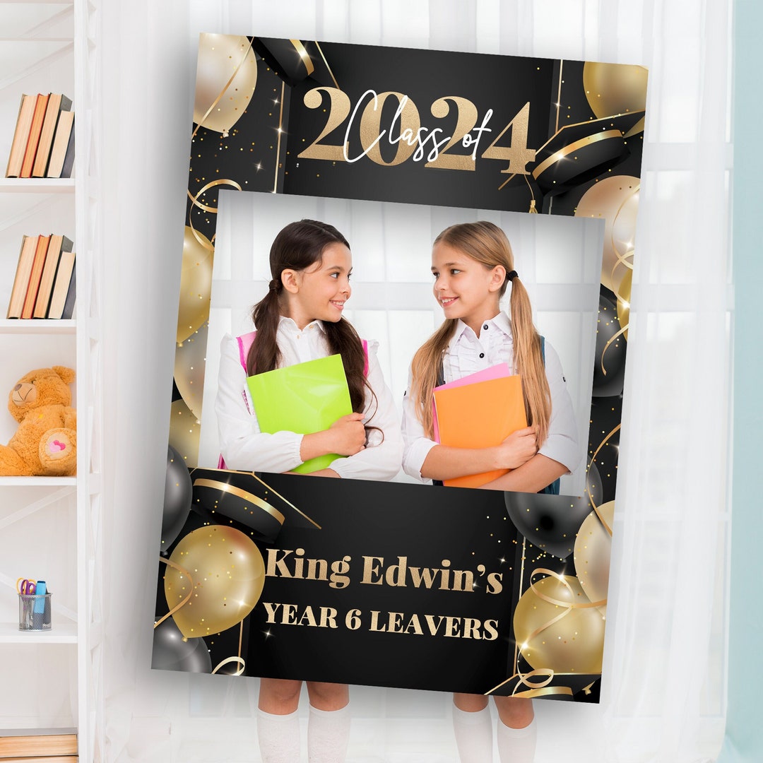 Black and Gold School Leavers Selfie Frame and Party Sign, Last Day of ...