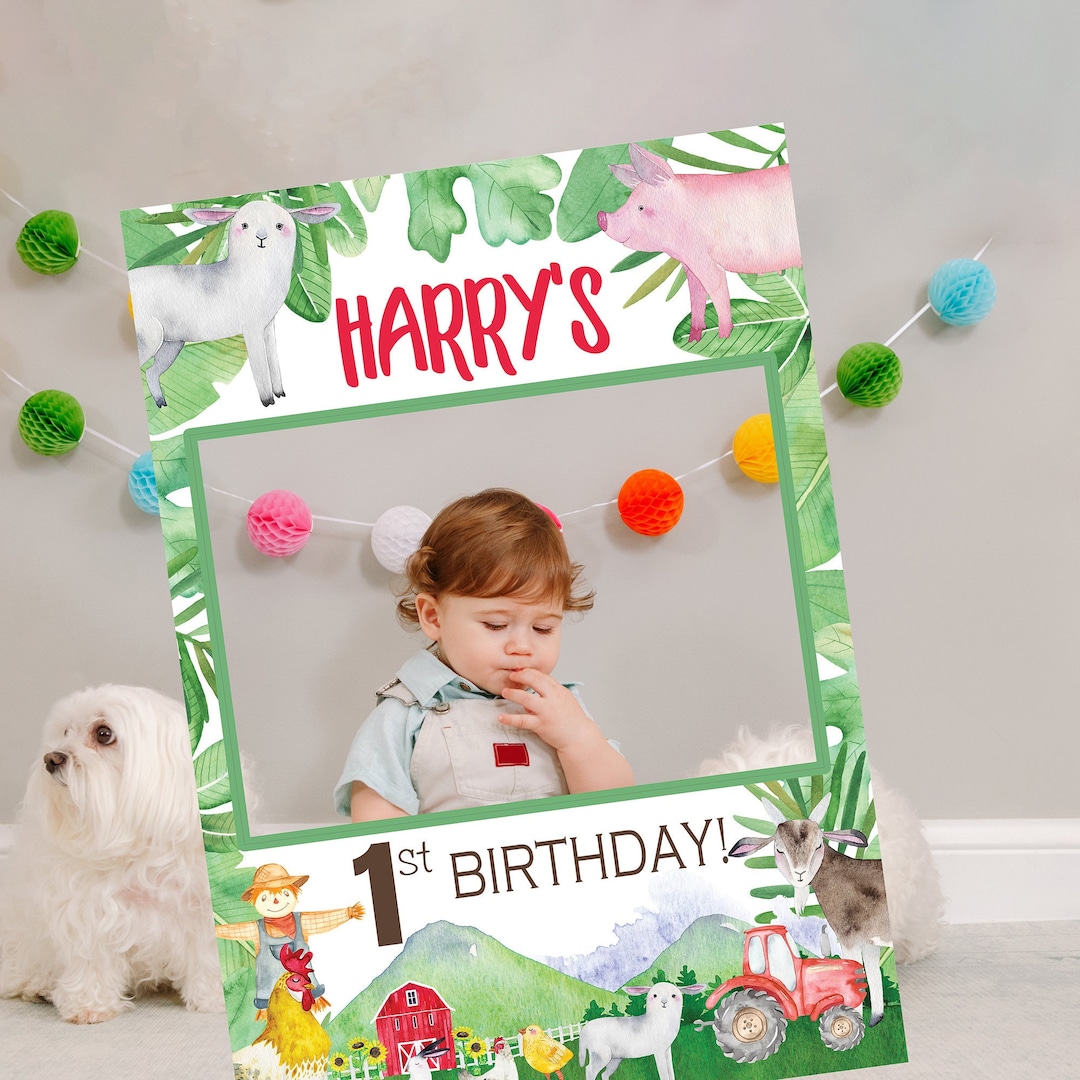 Farm Birthday Selfie Frame, Barnyard Birthday Party Frame Sign, Farm ...