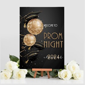 Black and Gold Prom Selfie Frame & Party Sign, Prom Night Photobooth ...