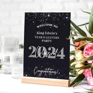 School Leavers Selfie Frame and Party Sign, Black and Silver Last Day ...